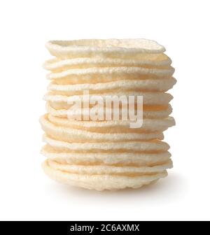 Puffed wheat cereal isolated on blue background Stock Photo - Alamy