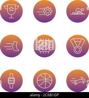 bundle of runners and tracks set icons vector illustration design Stock ...