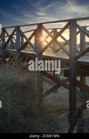 The bridge to the sandy beach Playa Paradise of the island of Cayo ...