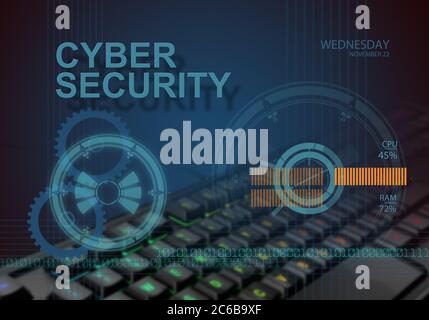 hi tech infographics of cyber security made in 3d software Stock Photo ...