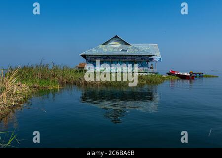floating house at manipur loktak lake Stock Photo - Alamy