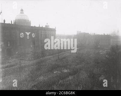 Nazi leaders leadership at Nazi Party Rally in the 1930s. L-R: Adolf ...