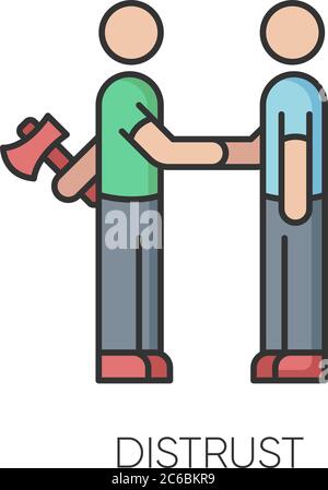 Distrust icon. Lack of trust, insecurity, betrayal. Negative mindset ...