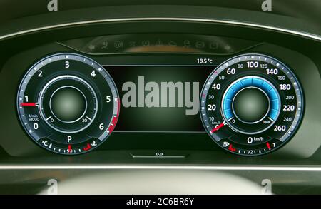 car instruments panel, car illuminated dashboard, illuminated ...