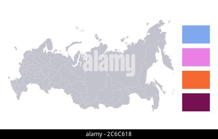 Russia map, individual regions, administrative division, colored map ...