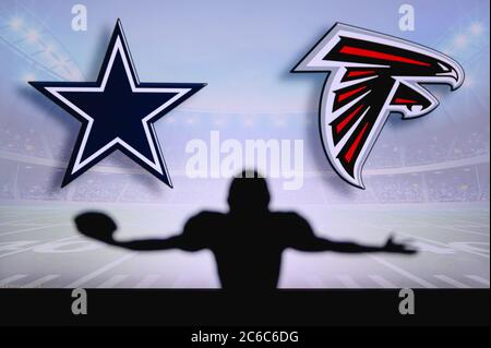 Dallas Cowboys vs. Atlanta Falcons. NFL match poster. Two american ...