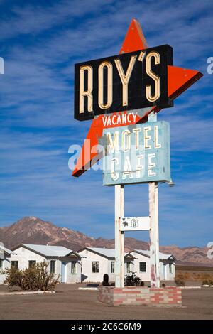 Gas station at Roy's Motel Cafe at Amboy, California, USA. On the ...