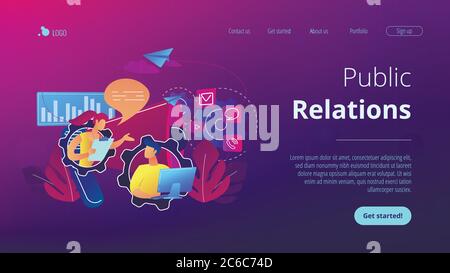 Public relations and affairs, communication landing page template. PR ...