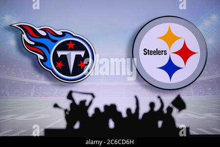 Tennessee Titans vs. Pittsburgh Steelers. NFL match poster. Two ...