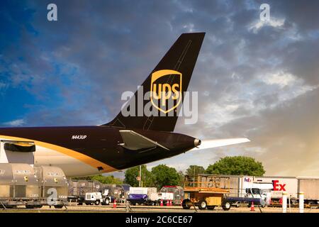 UPS cargo plane being undergoing maintenance at a facility at Fort ...