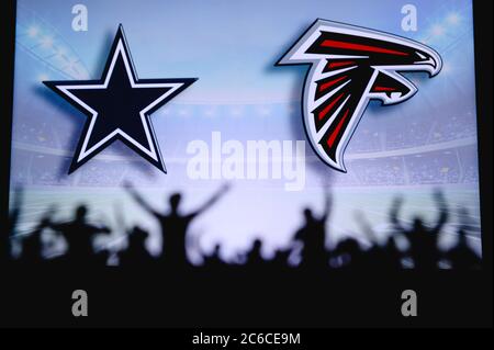 Dallas Cowboys vs. Atlanta Falcons. NFL match poster. Two american ...
