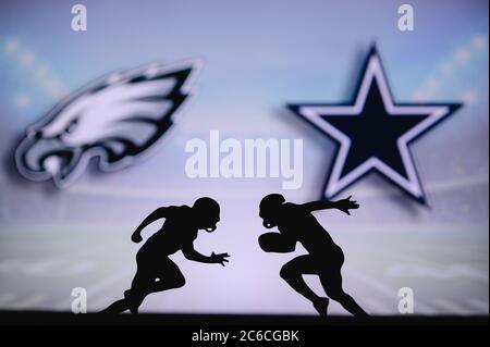 Philadelphia Eagles and Dallas Cowboys players fight on the sideline ...