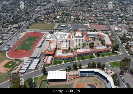 An aerial view of the Long Beach Wilson High School campus, Saturday ...