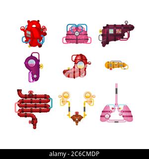 Metal heart. Artificial organ. Cybernetics future. Robot Human anatomy ...