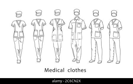 Set medical clothes suit for the man and the woman consists of a jacket ...