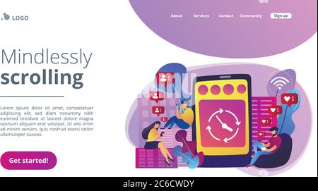 Mindlessly scrolling concept landing page Stock Vector Image & Art - Alamy