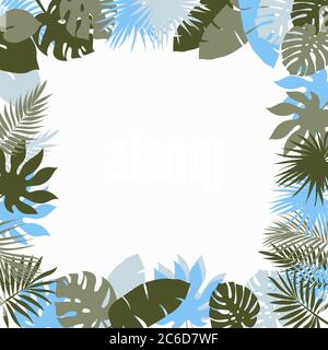 blue tropical leaves in frame Stock Vector Image & Art - Alamy