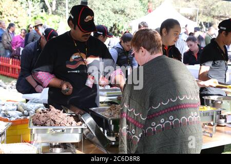 Food is cooked in the traditional Aboriginal way in an earth oven at ...