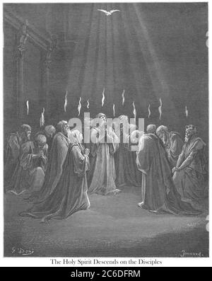 Bible Story Illustration of The Descent of the Spirit (Acts2;2-3) by ...