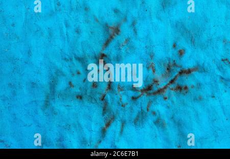Texture of old craft beige, blue and cyan color paper background, macro ...