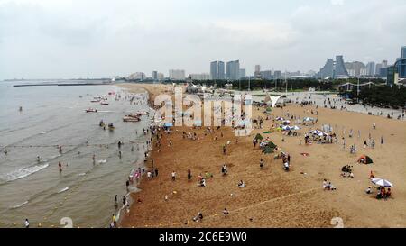 Aerial photo shows people enjoying sceneries on the Broken Bridge over ...
