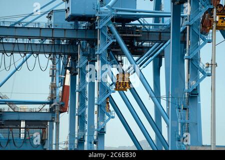 harbour working place with containers ship and crane Stock Photo - Alamy