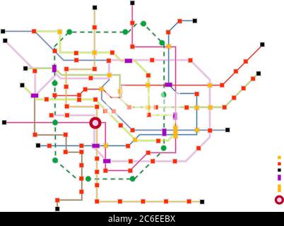 Fictional subway map, public transport map, free copy space Stock ...