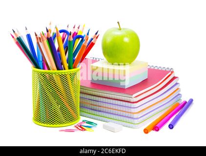 A Note with Back to School on it, on a White background Stock Photo - Alamy