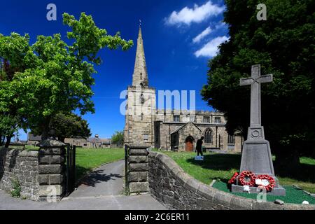 The town of Crich,with the tower of St Marys Church and the bonfire ...
