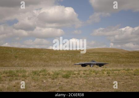 The solar car from Principia College on straightaway during qualifying ...