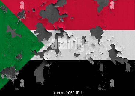 Sudan flag painted on a damaged old wooden background Stock Photo - Alamy
