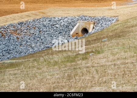 Drainage pipe: New culvert under small country side gravel road Stock ...