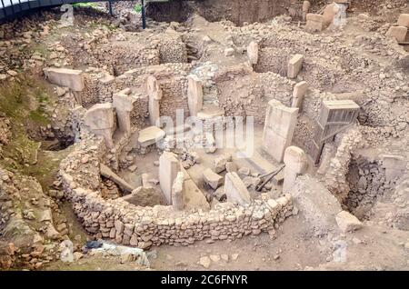 Ancient ruins of the oldest civilization; Gobekli Tepe, Turkey Stock ...