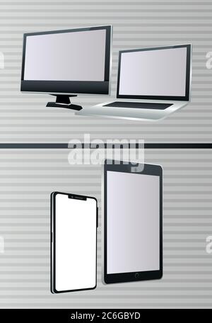 Mockup 5 pcs modern smartphones phones in different colors, templates ...
