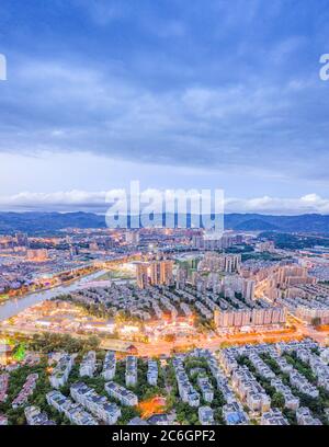 Aerial view of Jintang county in Chengdu city, southwest China's ...