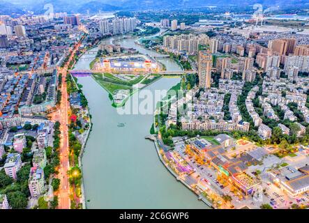 Aerial view of Jintang county in Chengdu city, southwest China's ...