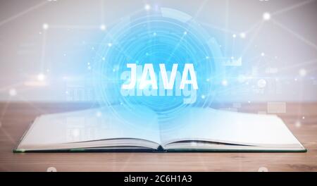Open book with JAVA abbreviation, modern technology concept Stock Photo ...