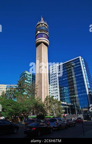 TV tower in center of Chilean capital with viewing platform. Santiago ...