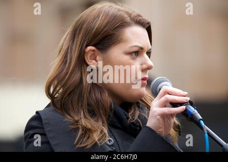 Greens Senator Sarah Hanson-Young at a press conference at Parliament ...