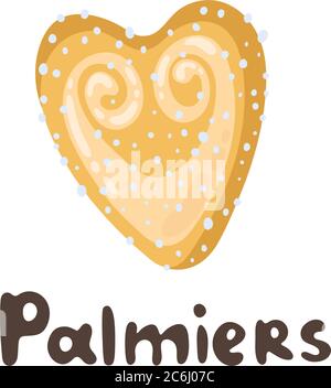 Palmier, traditional French puff pastry cookie cartoon drawing. Vector ...