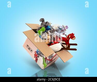concept of product categories toys fly out of the box 3d render on ...