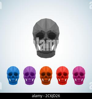 Abstract colorful skull polygon art vector illustration design on green ...