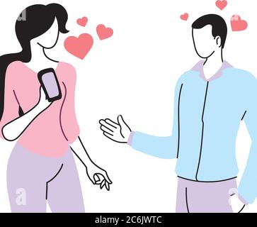 young boyfriends in love online vector illustration desing Stock Vector ...