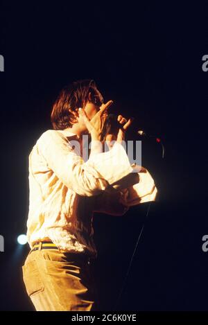 JARVIS COCKER, PULP, 2001: Jarvis Cocker of Pulp band playing live at Homelands Festival in ...