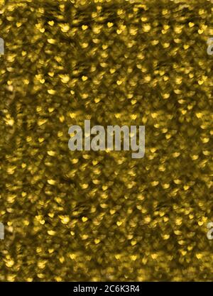 Festive overlay effect. Golden heart bokeh festive glitter background. Christmas, New Year and ...
