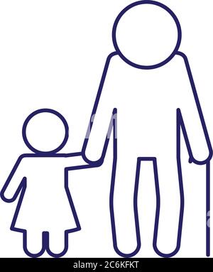 grandfather with granddaughter avatar character Stock Vector Image ...