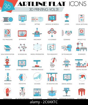 3d modeling vector line icons set. 3D, Modelling, Modeling, Designs, Rendering, Animation ...