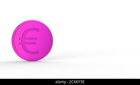 Pink euro coin sign Isolated with white background. 3d render isolated ...
