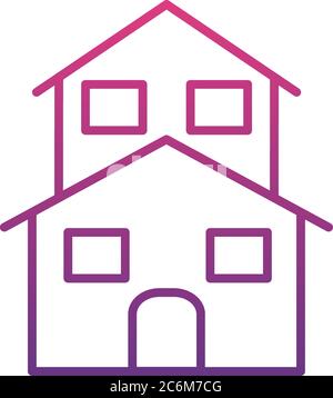 two-floor house icon over white background colorful design vector ...