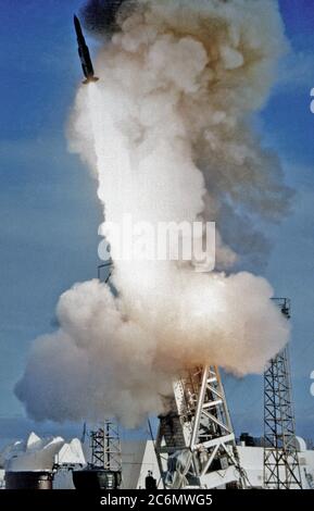 A Standard-ER/SM-2 (RIM-67) surface-to-air missile is successfully ...